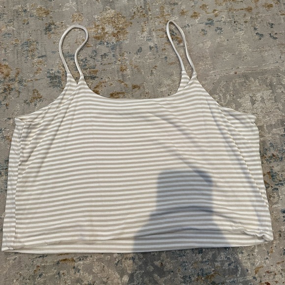 bp | Tops | Bp White And Tan Striped Crop Spaghetti Strap Top | Poshmark